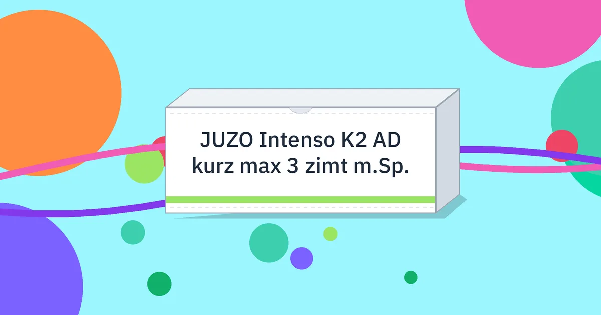 Symbolbild: Packung mit der Aufschrift JUZO Intenso K2 AD kurz max 3 zimt m.Sp. (PZN 18608541) – Verfügbarkeit und Bezug in Apotheken in Frankfurt am Main