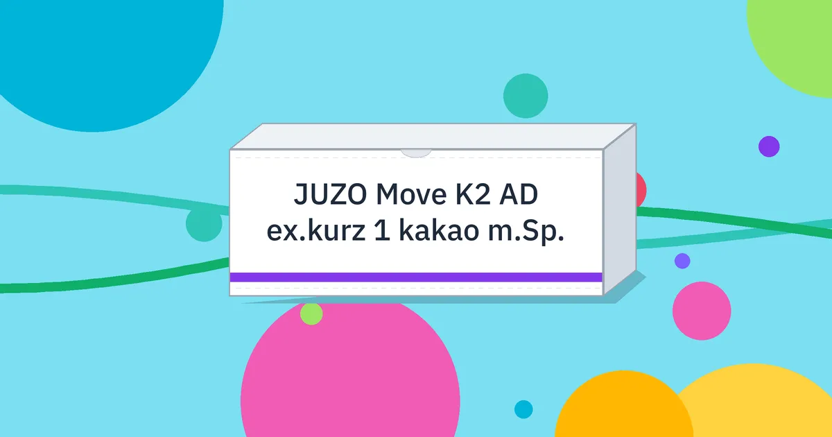 Symbolbild: Packung mit der Aufschrift JUZO Move K2 AD ex.kurz 1 kakao m.Sp. (PZN 18541630) – Verfügbarkeit und Bezug in Apotheken in Frankfurt am Main