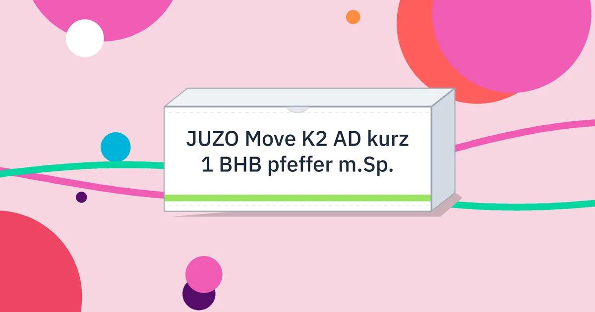 Symbolbild: Packung mit der Aufschrift JUZO Move K2 AD kurz 1 BHB pfeffer m.Sp. (PZN 16340407) – Verfügbarkeit und Bezug in Apotheken in Frankfurt am Main