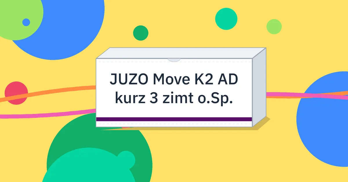 Symbolbild: Packung mit der Aufschrift JUZO Move K2 AD kurz 3 zimt o.Sp. (PZN 18509164) – Verfügbarkeit und Bezug in Apotheken in Frankfurt am Main