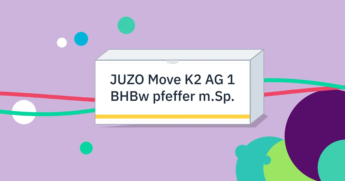Symbolbild: Packung mit der Aufschrift JUZO Move K2 AG 1 BHBw pfeffer m.Sp. (PZN 16645584) – Verfügbarkeit und Bezug in Apotheken in Frankfurt am Main