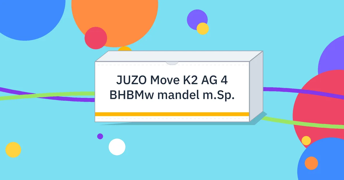 Symbolbild: Packung mit der Aufschrift JUZO Move K2 AG 4 BHBMw mandel m.Sp. (PZN 16649820) – Verfügbarkeit und Bezug in Apotheken in Frankfurt am Main