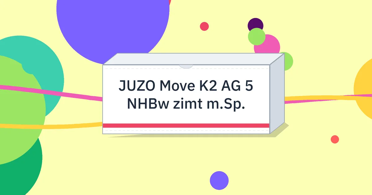 Symbolbild: Packung mit der Aufschrift JUZO Move K2 AG 5 NHBw zimt m.Sp. (PZN 18523112) – Verfügbarkeit und Bezug in Apotheken in Frankfurt am Main