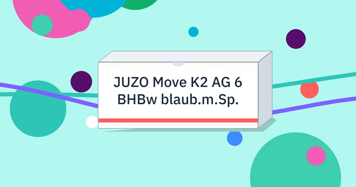 Symbolbild: Packung mit der Aufschrift JUZO Move K2 AG 6 BHBw blaub.m.Sp. (PZN 18556028) – Verfügbarkeit und Bezug in Apotheken in Frankfurt am Main