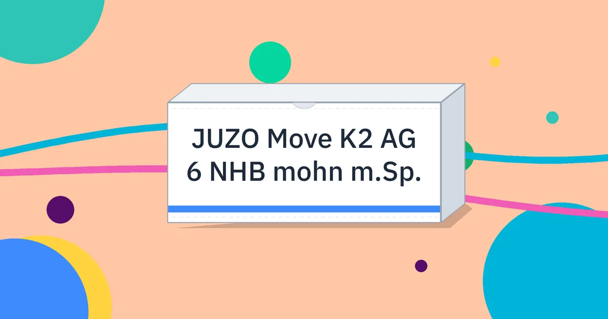 Symbolbild: Packung mit der Aufschrift JUZO Move K2 AG 6 NHB mohn m.Sp. (PZN 18555425) – Verfügbarkeit und Bezug in Apotheken in Frankfurt am Main