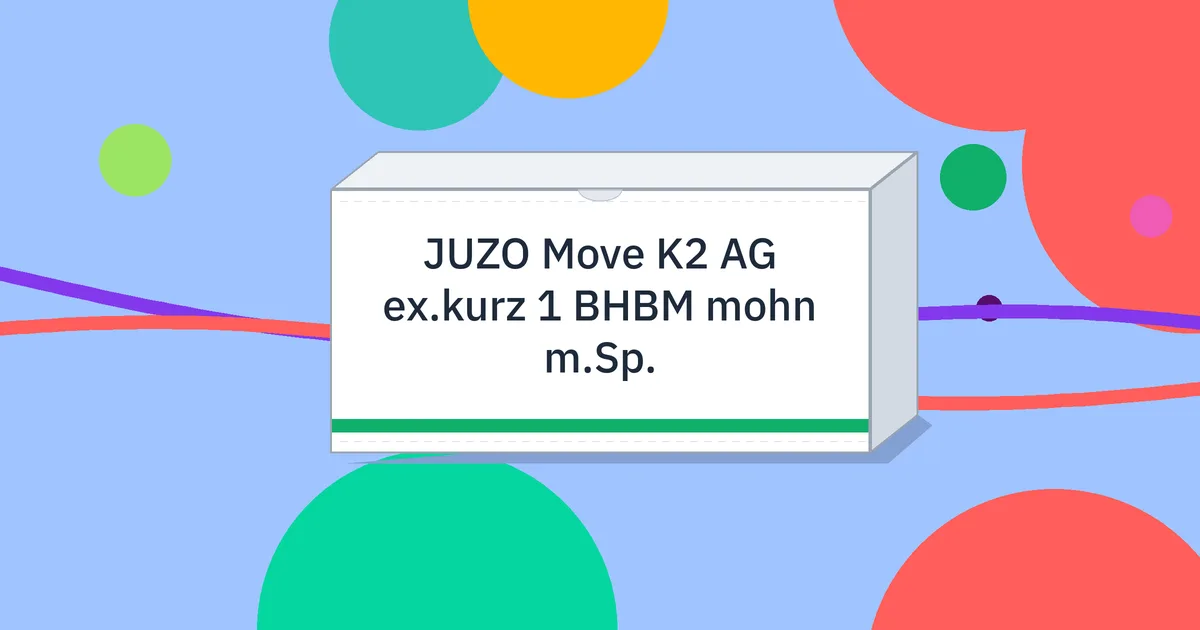 Symbolbild: Packung mit der Aufschrift JUZO Move K2 AG ex.kurz 1 BHBM mohn m.Sp. (PZN 18564163) – Verfügbarkeit und Bezug in Apotheken in Frankfurt am Main