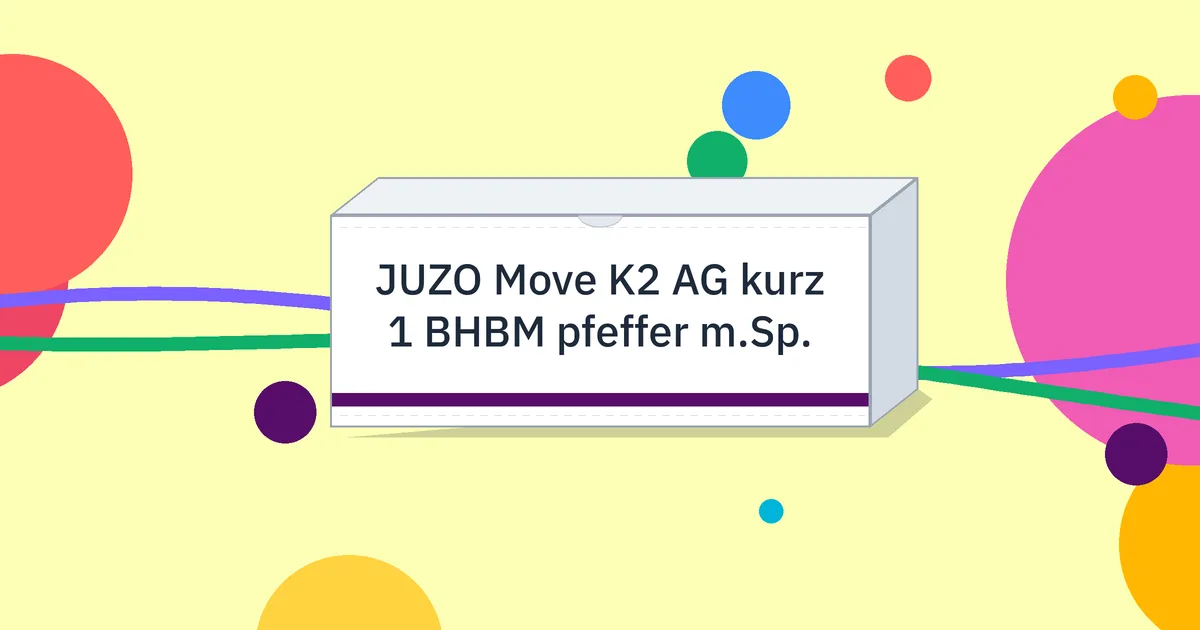 Symbolbild: Packung mit der Aufschrift JUZO Move K2 AG kurz 1 BHBM pfeffer m.Sp. (PZN 16647672) – Verfügbarkeit und Bezug in Apotheken in Frankfurt am Main