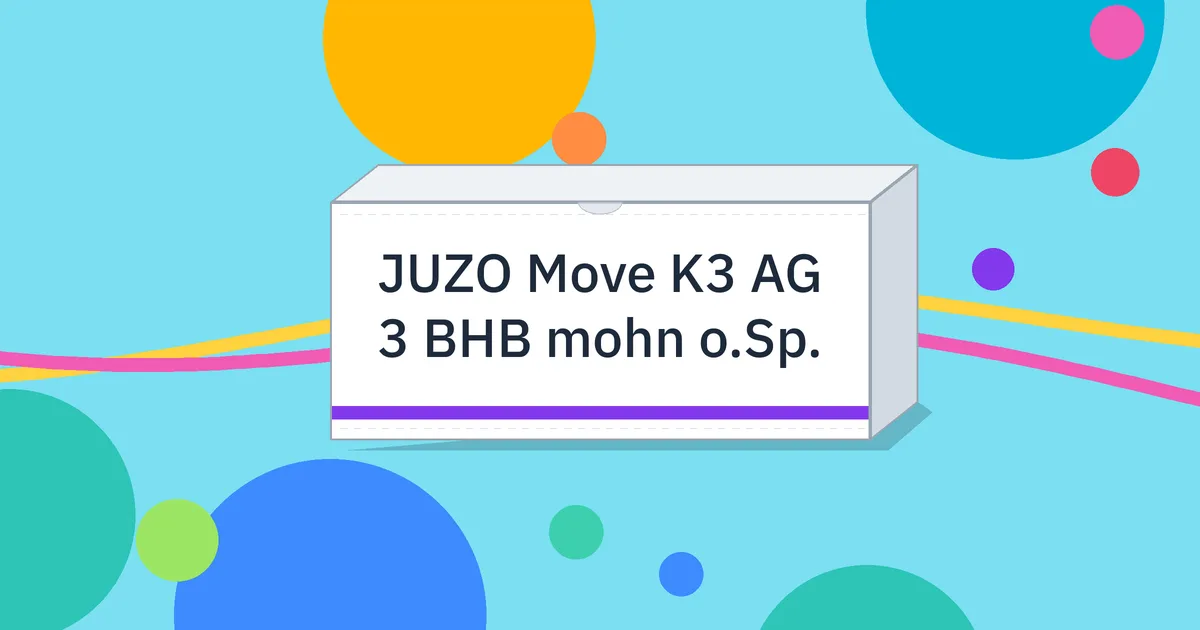 Symbolbild: Packung mit der Aufschrift JUZO Move K3 AG 3 BHB mohn o.Sp. (PZN 18589499) – Verfügbarkeit und Bezug in Apotheken in Frankfurt am Main