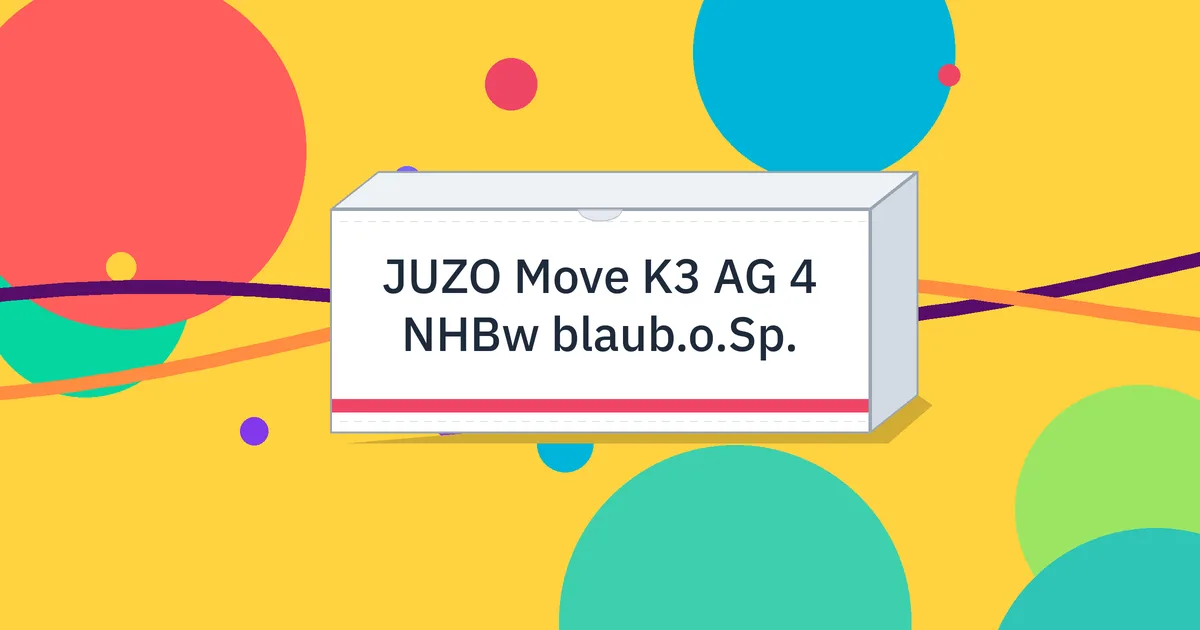Symbolbild: Packung mit der Aufschrift JUZO Move K3 AG 4 NHBw blaub.o.Sp. (PZN 18588318) – Verfügbarkeit und Bezug in Apotheken in Frankfurt am Main