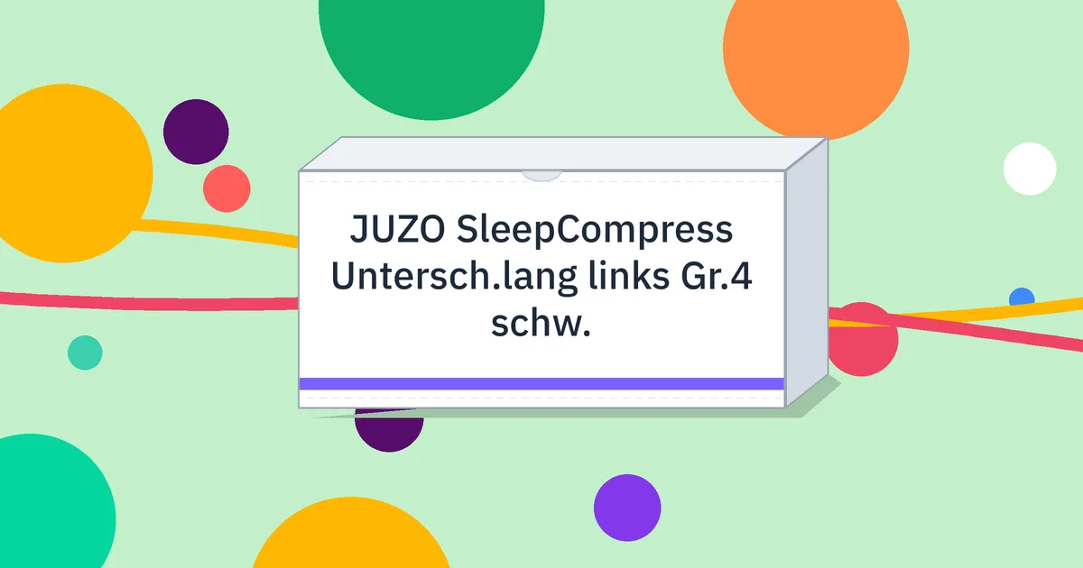 Symbolbild: Packung mit der Aufschrift JUZO SleepCompress Untersch.lang links Gr.4 schw. (PZN 19622454) – Verfügbarkeit und Bezug in Apotheken in Frankfurt am Main