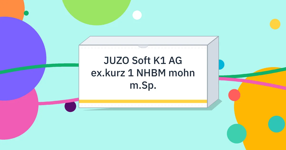 Symbolbild: Packung mit der Aufschrift JUZO Soft K1 AG ex.kurz 1 NHBM mohn m.Sp. (PZN 15016857) – Verfügbarkeit und Bezug in Apotheken in Frankfurt am Main