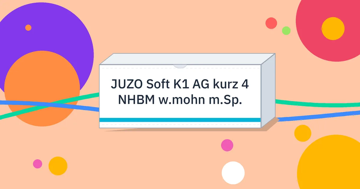 Symbolbild: Packung mit der Aufschrift JUZO Soft K1 AG kurz 4 NHBM w.mohn m.Sp. (PZN 15016337) – Verfügbarkeit und Bezug in Apotheken in Frankfurt am Main