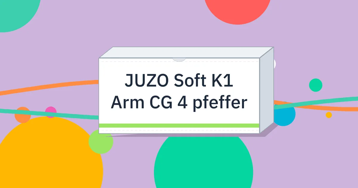 Symbolbild: Packung mit der Aufschrift JUZO Soft K1 Arm CG 4 pfeffer (PZN 15508158) – Verfügbarkeit und Bezug in Apotheken in Frankfurt am Main