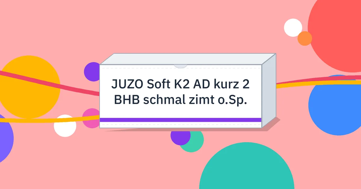 Symbolbild: Packung mit der Aufschrift JUZO Soft K2 AD kurz 2 BHB schmal zimt o.Sp. (PZN 15467583) – Verfügbarkeit und Bezug in Apotheken in Frankfurt am Main