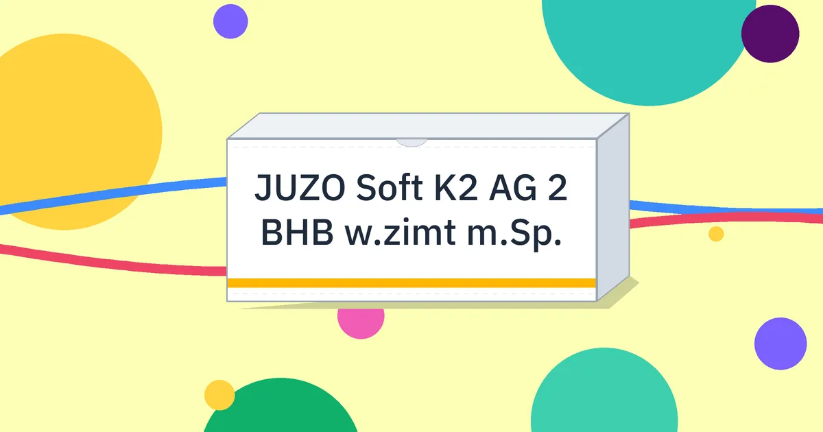 Symbolbild: Packung mit der Aufschrift JUZO Soft K2 AG 2 BHB w.zimt m.Sp. (PZN 14840620) – Verfügbarkeit und Bezug in Apotheken in Frankfurt am Main