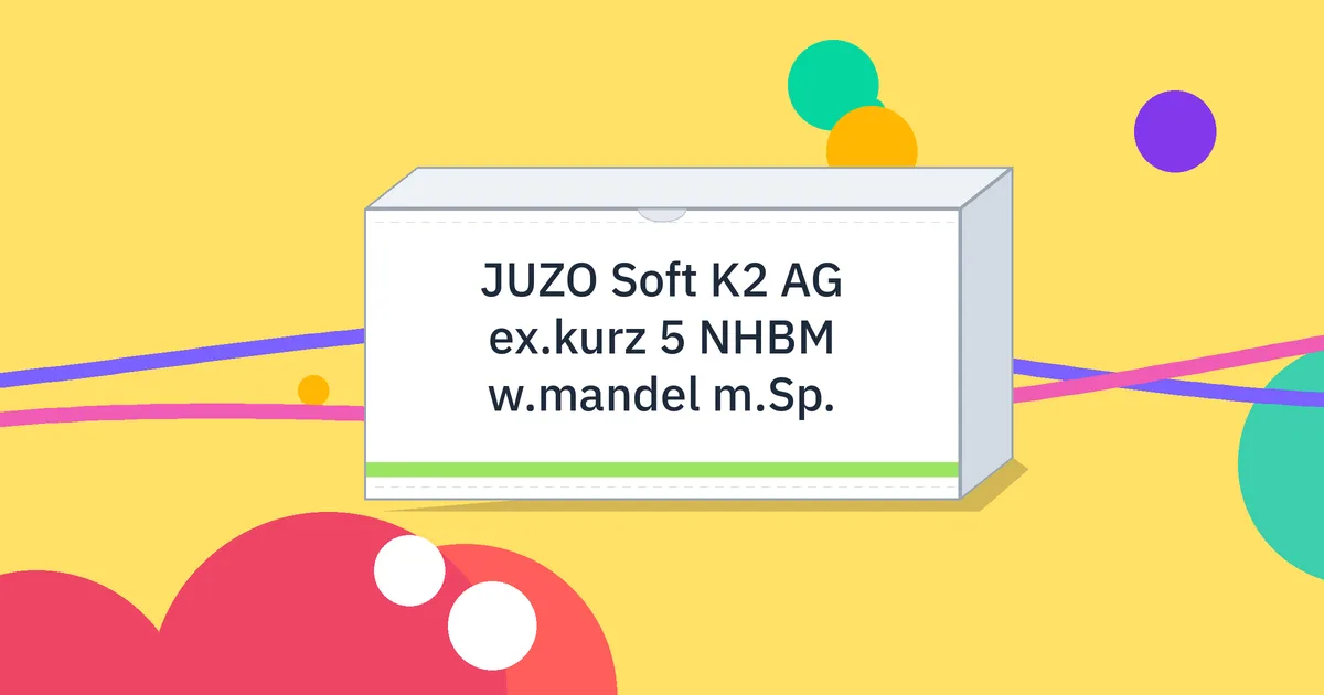 Symbolbild: Packung mit der Aufschrift JUZO Soft K2 AG ex.kurz 5 NHBM w.mandel m.Sp. (PZN 15022705) – Verfügbarkeit und Bezug in Apotheken in Frankfurt am Main