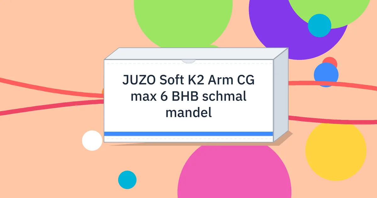Symbolbild: Packung mit der Aufschrift JUZO Soft K2 Arm CG max 6 BHB schmal mandel (PZN 15513490) – Verfügbarkeit und Bezug in Apotheken in Frankfurt am Main