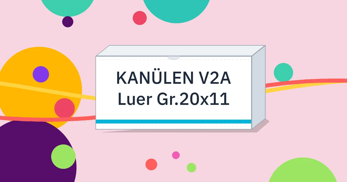 Symbolbild: Packung mit der Aufschrift KANÜLEN V2A Luer Gr.20x11 (PZN 02439645) – Verfügbarkeit und Bezug in Apotheken in Frankfurt am Main