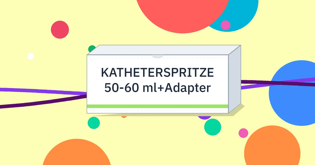 Symbolbild: Packung mit der Aufschrift KATHETERSPRITZE 50-60 ml+Adapter (PZN 00761615) – Verfügbarkeit und Bezug in Apotheken in Frankfurt am Main