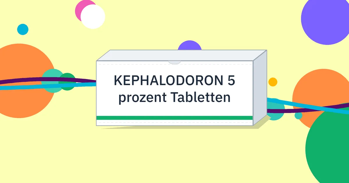 Symbolbild: Packung mit der Aufschrift KEPHALODORON 5 prozent Tabletten (PZN 08525073) – Verfügbarkeit und Bezug in Apotheken in Frankfurt am Main