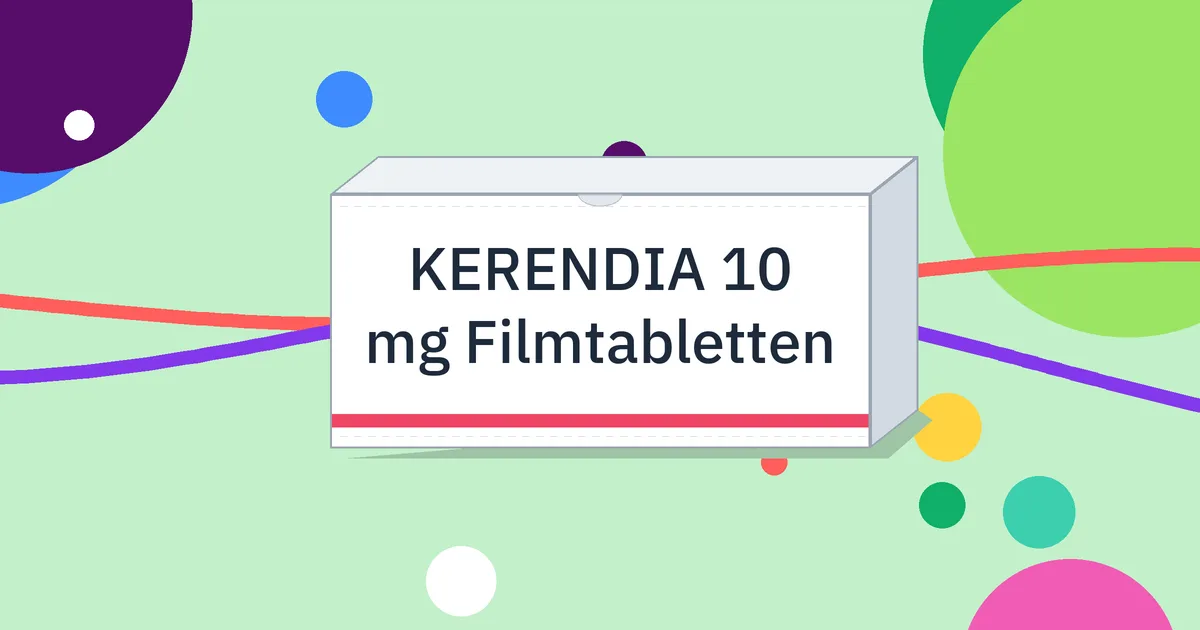 Symbolbild: Packung mit der Aufschrift KERENDIA 10 mg Filmtabletten (PZN 19103889) – Verfügbarkeit und Bezug in Apotheken in Frankfurt am Main