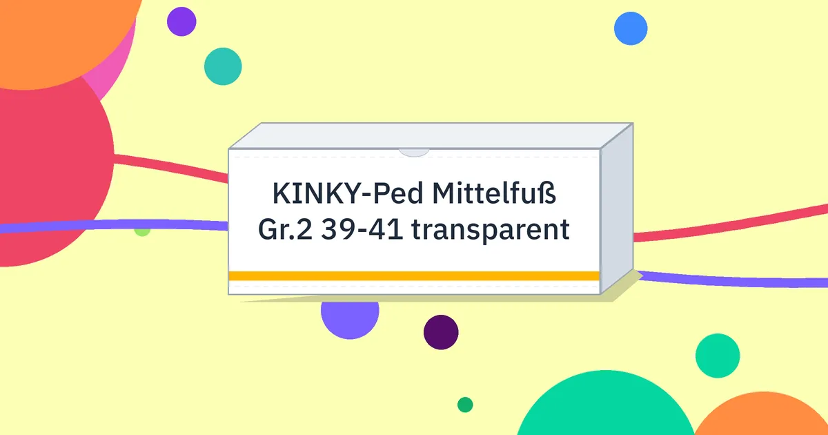 Symbolbild: Packung mit der Aufschrift KINKY-Ped Mittelfuß Gr.2 39-41 transparent (PZN 11241391) – Verfügbarkeit und Bezug in Apotheken in Frankfurt am Main