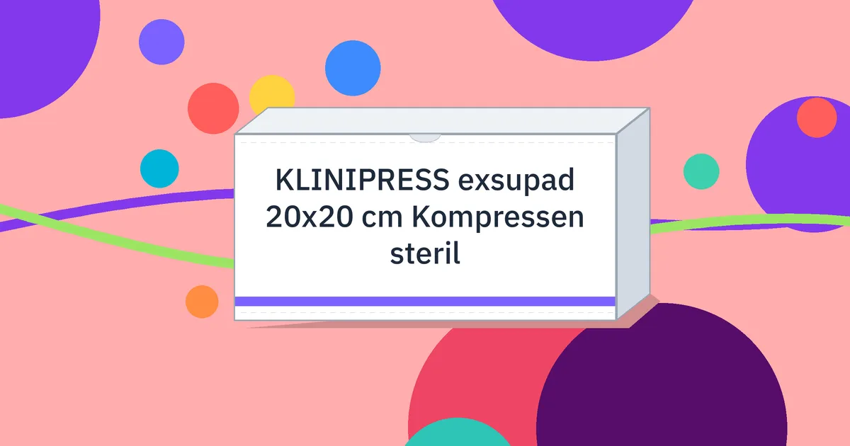 Symbolbild: Packung mit der Aufschrift KLINIPRESS exsupad 20x20 cm Kompressen steril (PZN 19885521) – Verfügbarkeit und Bezug in Apotheken in Frankfurt am Main