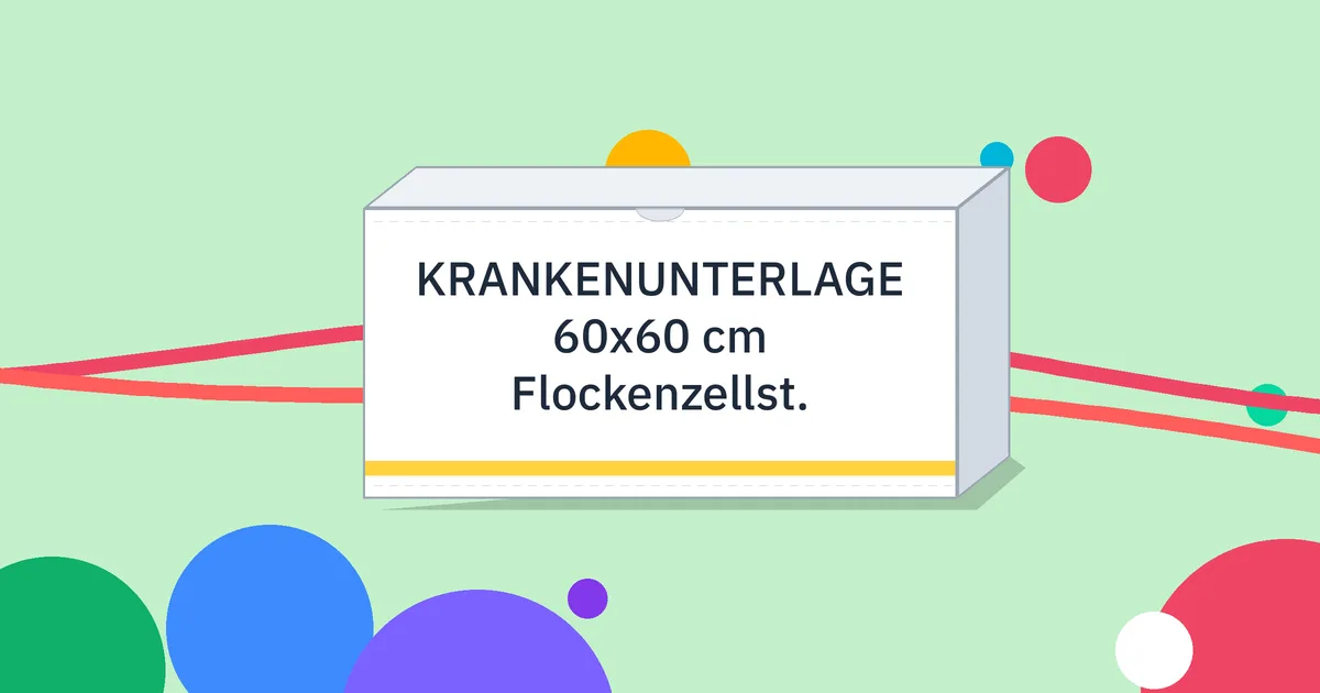 Symbolbild: Packung mit der Aufschrift KRANKENUNTERLAGE 60x60 cm Flockenzellst. (PZN 00112650) – Verfügbarkeit und Bezug in Apotheken in Frankfurt am Main