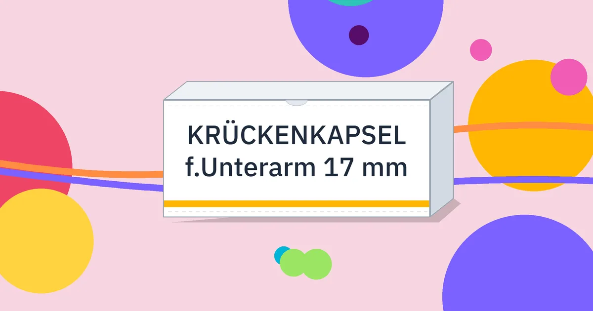 Symbolbild: Packung mit der Aufschrift KRÜCKENKAPSEL f.Unterarm 17 mm (PZN 08913935) – Verfügbarkeit und Bezug in Apotheken in Frankfurt am Main