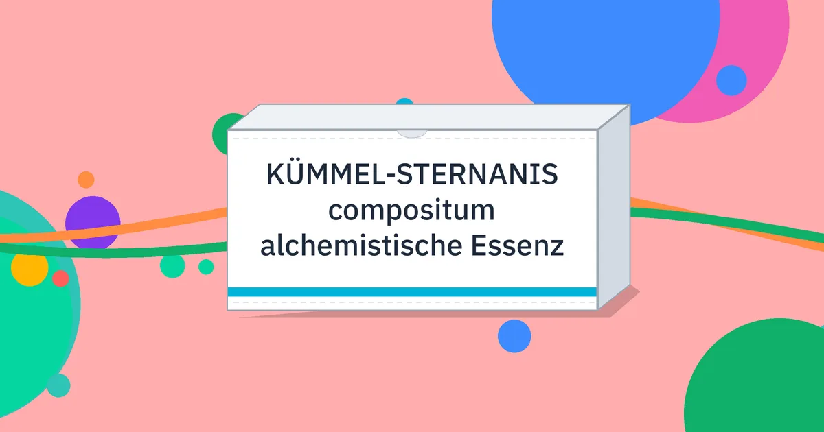 Symbolbild: Packung mit der Aufschrift KÜMMEL-STERNANIS compositum alchemistische Essenz (PZN 14277521) – Verfügbarkeit und Bezug in Apotheken in Frankfurt am Main