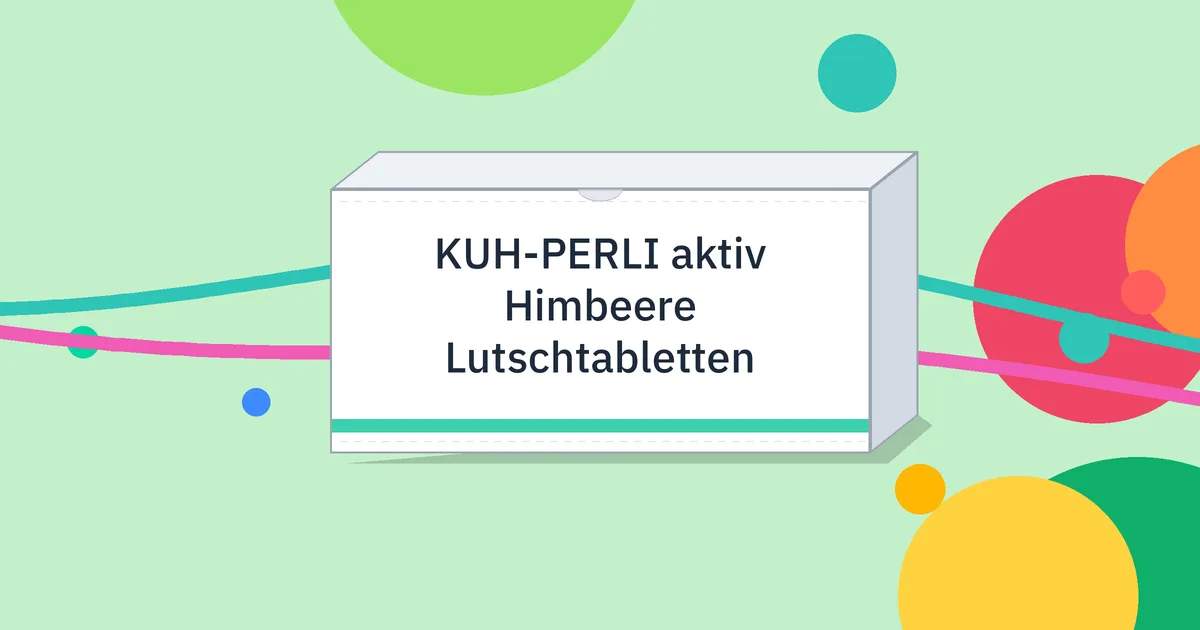 Symbolbild: Packung mit der Aufschrift KUH-PERLI aktiv Himbeere Lutschtabletten (PZN 20467591) – Verfügbarkeit und Bezug in Apotheken in Frankfurt am Main
