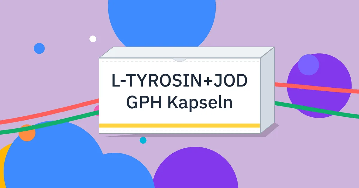 Symbolbild: Packung mit der Aufschrift L-TYROSIN+JOD GPH Kapseln (PZN 07350944) – Verfügbarkeit und Bezug in Apotheken in Frankfurt am Main