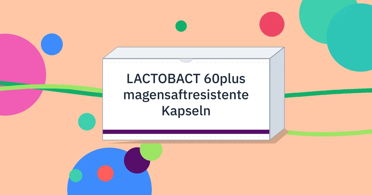 Symbolbild: Packung mit der Aufschrift LACTOBACT 60plus magensaftresistente Kapseln (PZN 09489959) – Verfügbarkeit und Bezug in Apotheken in Frankfurt am Main