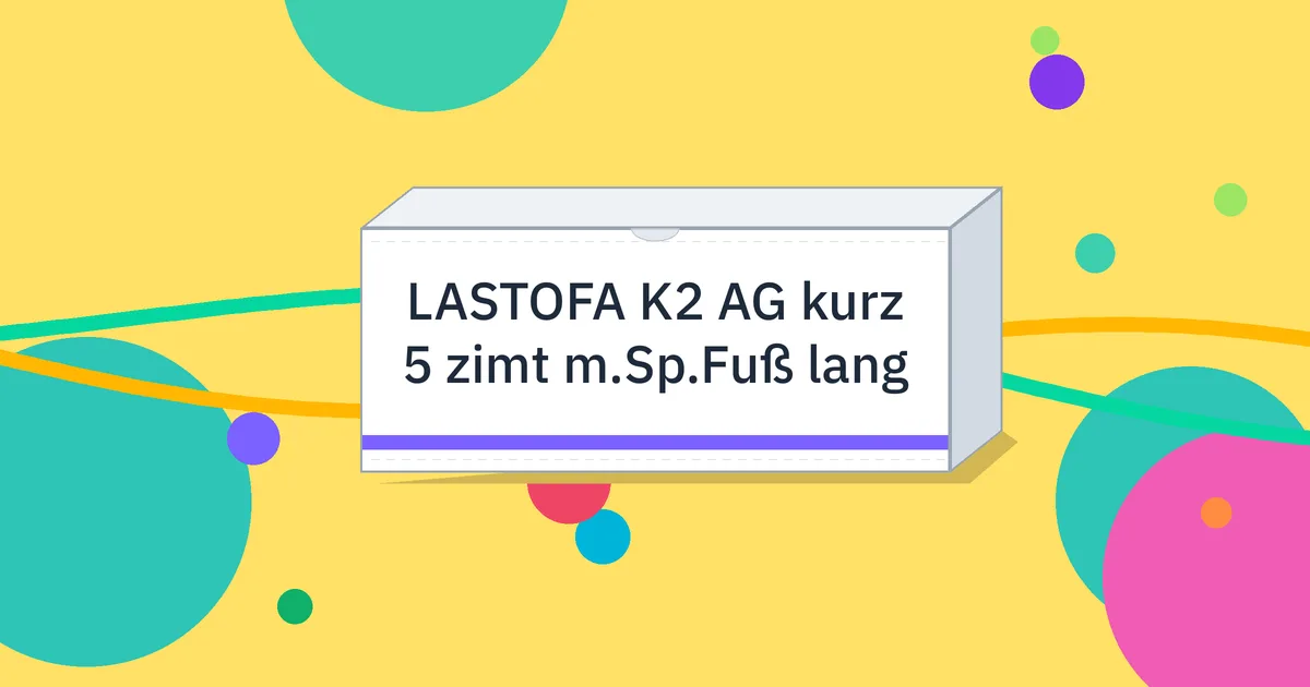 Symbolbild: Packung mit der Aufschrift LASTOFA K2 AG kurz 5 zimt m.Sp.Fuß lang (PZN 13806325) – Verfügbarkeit und Bezug in Apotheken in Frankfurt am Main