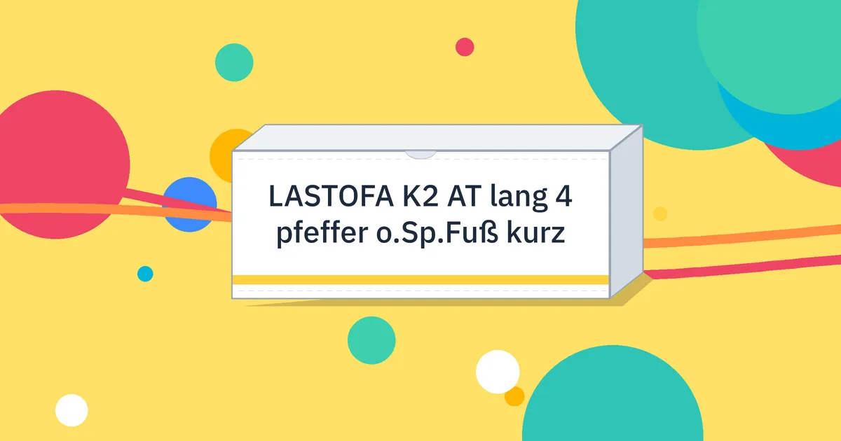 Symbolbild: Packung mit der Aufschrift LASTOFA K2 AT lang 4 pfeffer o.Sp.Fuß kurz (PZN 13809559) – Verfügbarkeit und Bezug in Apotheken in Frankfurt am Main