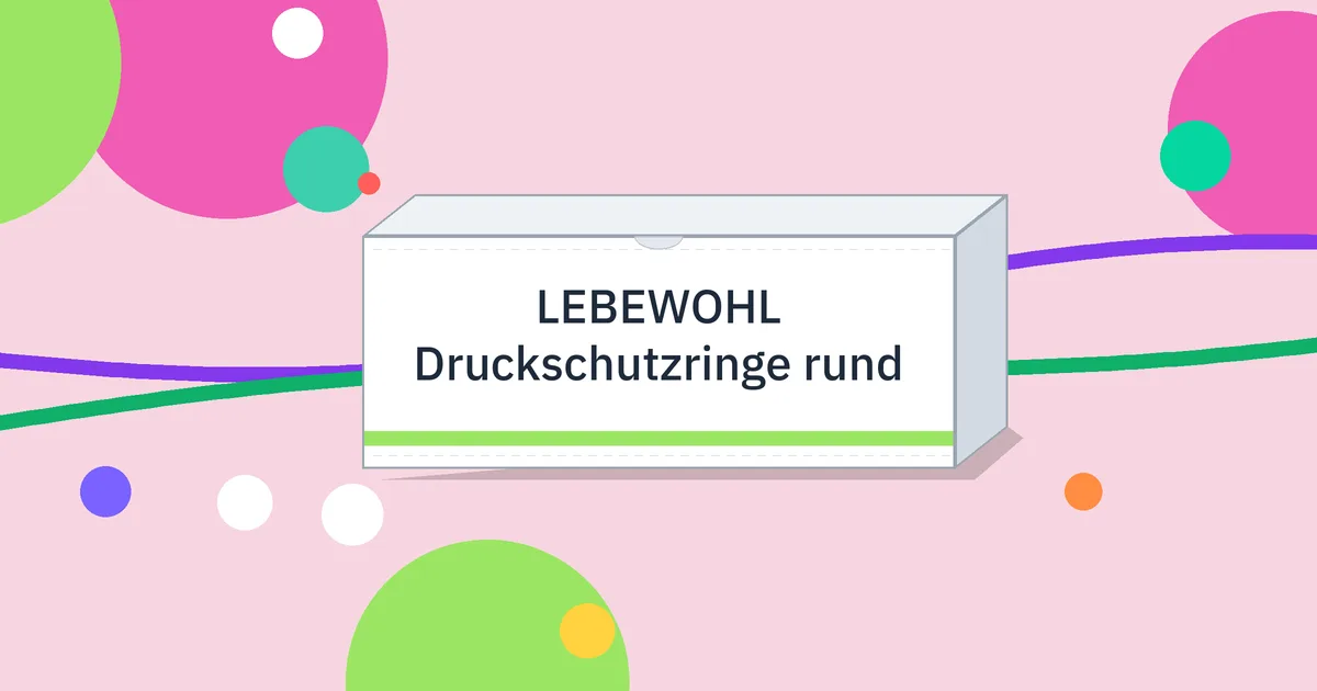 Symbolbild: Packung mit der Aufschrift LEBEWOHL Druckschutzringe rund (PZN 00620406) – Verfügbarkeit und Bezug in Apotheken in Frankfurt am Main
