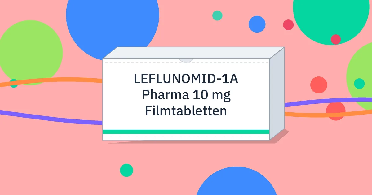 Symbolbild: Packung mit der Aufschrift LEFLUNOMID-1A Pharma 10 mg Filmtabletten (PZN 08456811) – Verfügbarkeit und Bezug in Apotheken in Frankfurt am Main