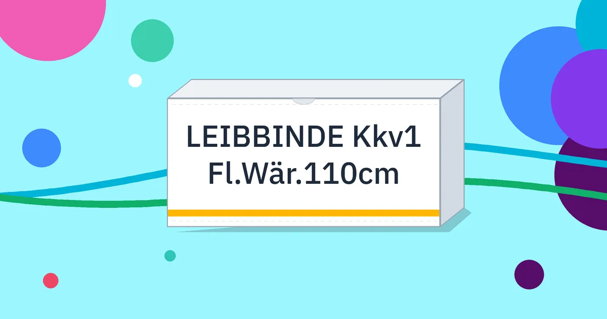 Symbolbild: Packung mit der Aufschrift LEIBBINDE Kkv1 Fl.Wär.110cm (PZN 01731585) – Verfügbarkeit und Bezug in Apotheken in Frankfurt am Main