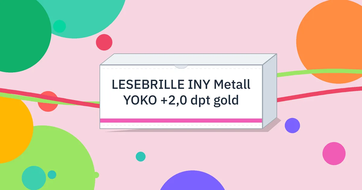 Symbolbild: Packung mit der Aufschrift LESEBRILLE INY Metall YOKO +2,0 dpt gold (PZN 19928153) – Verfügbarkeit und Bezug in Apotheken in Frankfurt am Main
