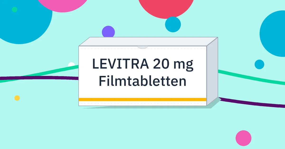 Symbolbild: Packung mit der Aufschrift LEVITRA 20 mg Filmtabletten (PZN 04957640) – Verfügbarkeit und Bezug in Apotheken in Frankfurt am Main