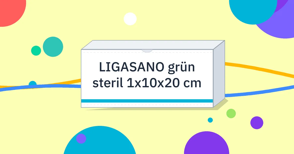 Symbolbild: Packung mit der Aufschrift LIGASANO grün steril 1x10x20 cm (PZN 20329736) – Verfügbarkeit und Bezug in Apotheken in Frankfurt am Main