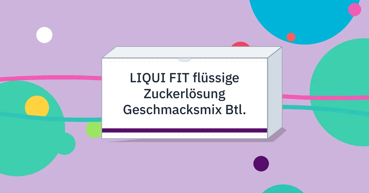 Symbolbild: Packung mit der Aufschrift LIQUI FIT flüssige Zuckerlösung Geschmacksmix Btl. (PZN 10627154) – Verfügbarkeit und Bezug in Apotheken in Frankfurt am Main