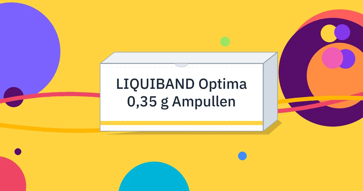 Symbolbild: Packung mit der Aufschrift LIQUIBAND Optima 0,35 g Ampullen (PZN 12409467) – Verfügbarkeit und Bezug in Apotheken in Frankfurt am Main