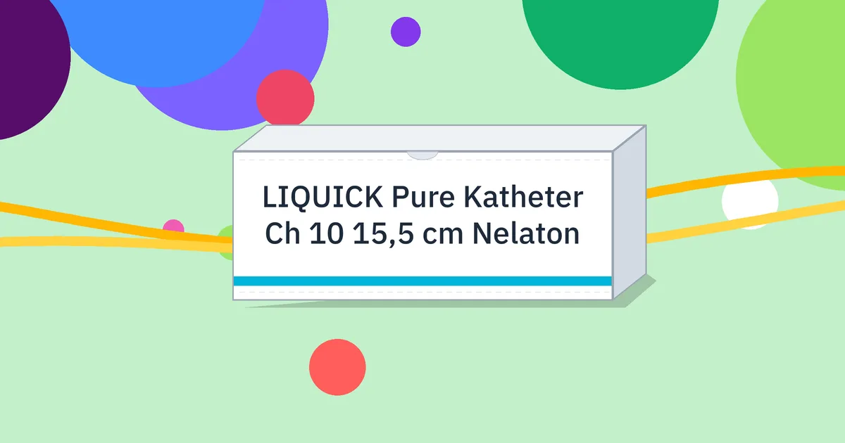 Symbolbild: Packung mit der Aufschrift LIQUICK Pure Katheter Ch 10 15,5 cm Nelaton (PZN 03069506) – Verfügbarkeit und Bezug in Apotheken in Frankfurt am Main