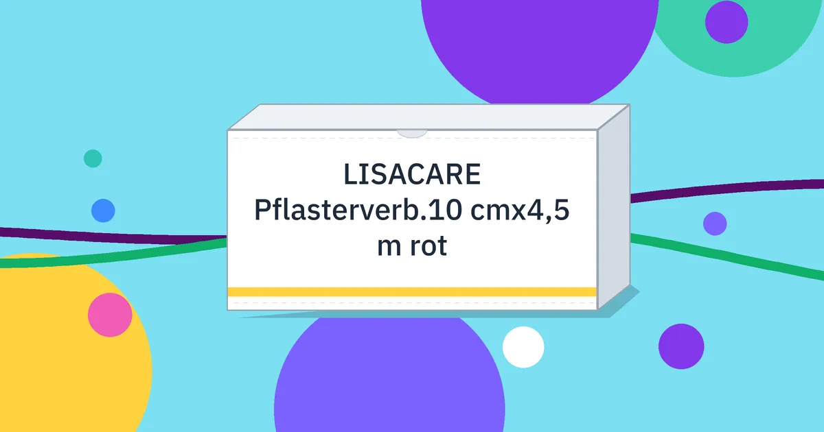 Symbolbild: Packung mit der Aufschrift LISACARE Pflasterverb.10 cmx4,5 m rot (PZN 17893031) – Verfügbarkeit und Bezug in Apotheken in Frankfurt am Main
