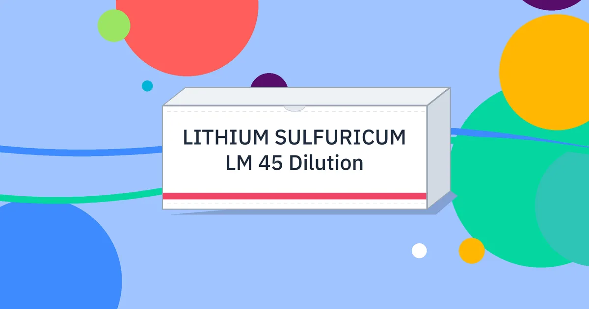 Symbolbild: Packung mit der Aufschrift LITHIUM SULFURICUM LM 45 Dilution (PZN 12933168) – Verfügbarkeit und Bezug in Apotheken in Frankfurt am Main