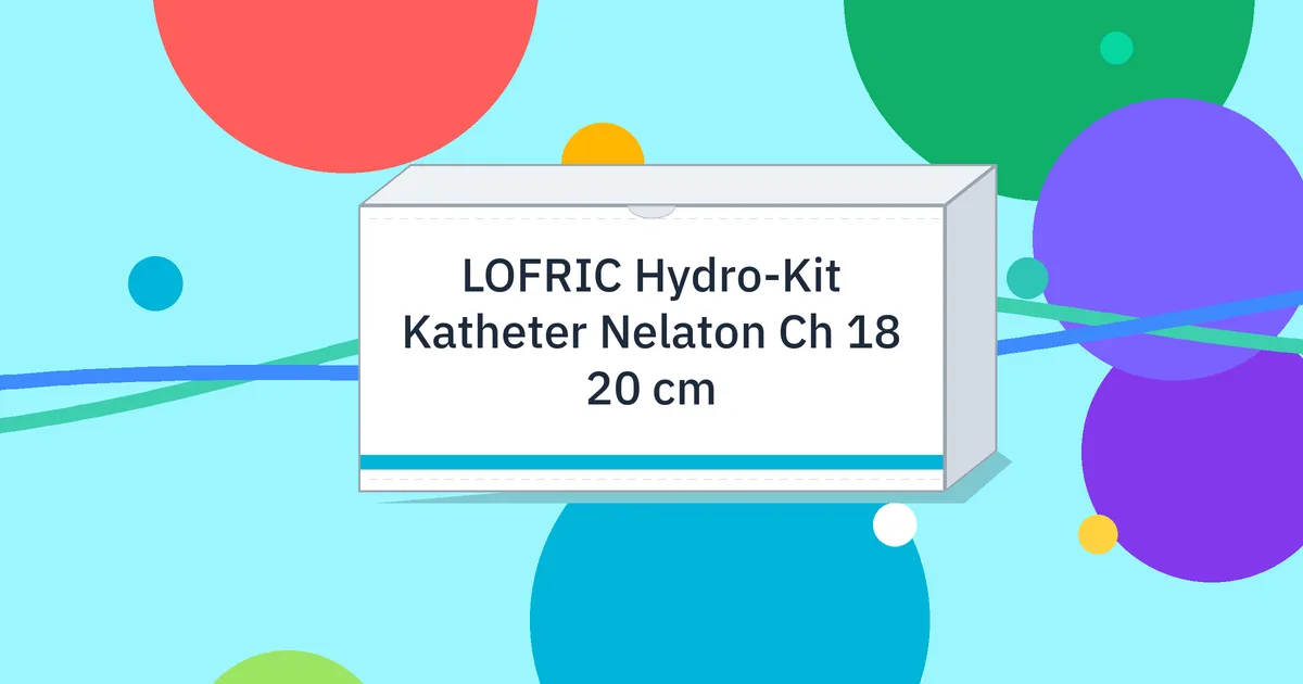 Symbolbild: Packung mit der Aufschrift LOFRIC Hydro-Kit Katheter Nelaton Ch 18 20 cm (PZN 17153908) – Verfügbarkeit und Bezug in Apotheken in Frankfurt am Main
