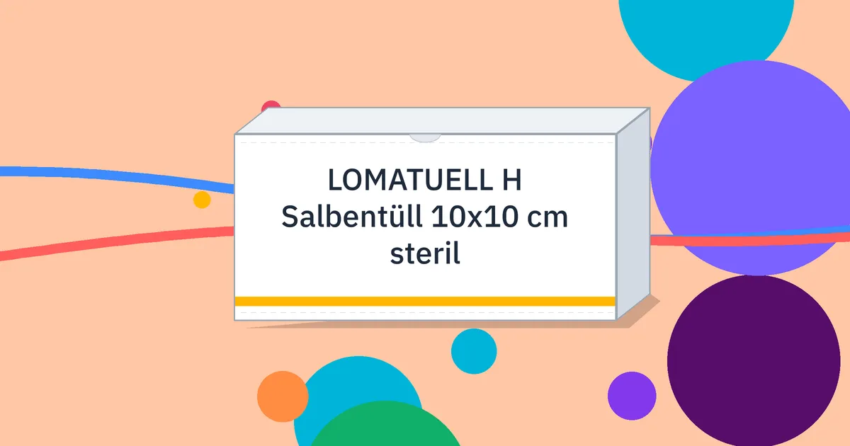 Symbolbild: Packung mit der Aufschrift LOMATUELL H Salbentüll 10x10 cm steril (PZN 13858687) – Verfügbarkeit und Bezug in Apotheken in Frankfurt am Main