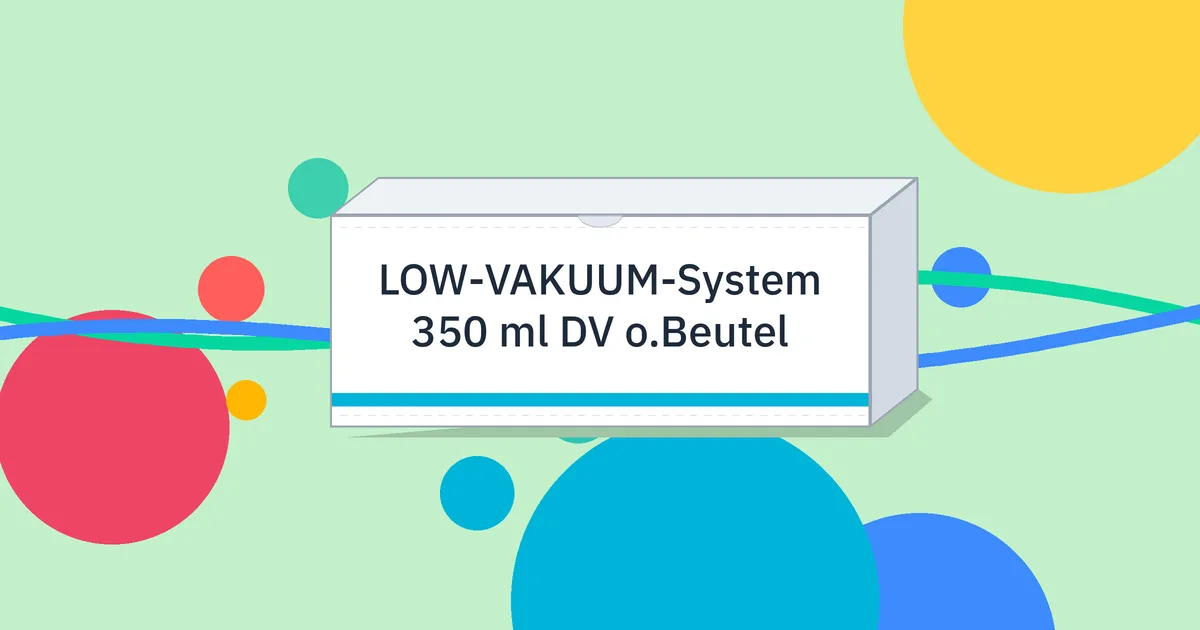 Symbolbild: Packung mit der Aufschrift LOW-VAKUUM-System 350 ml DV o.Beutel (PZN 17486225) – Verfügbarkeit und Bezug in Apotheken in Frankfurt am Main