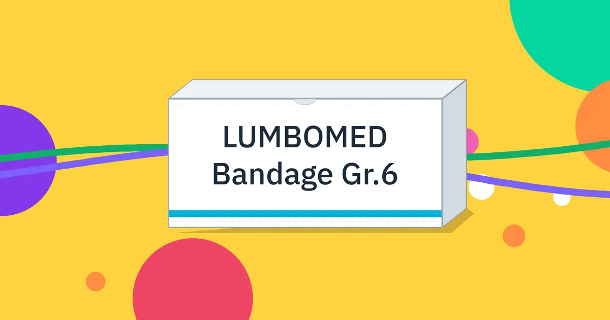 Symbolbild: Packung mit der Aufschrift LUMBOMED Bandage Gr.6 (PZN 02885267) – Verfügbarkeit und Bezug in Apotheken in Frankfurt am Main